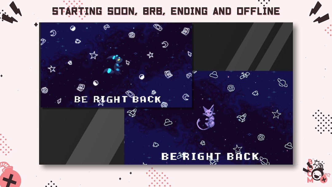 X2 Animated Twitch Pixel Umbreon and Speon Pokemon Cutey / Stream ...