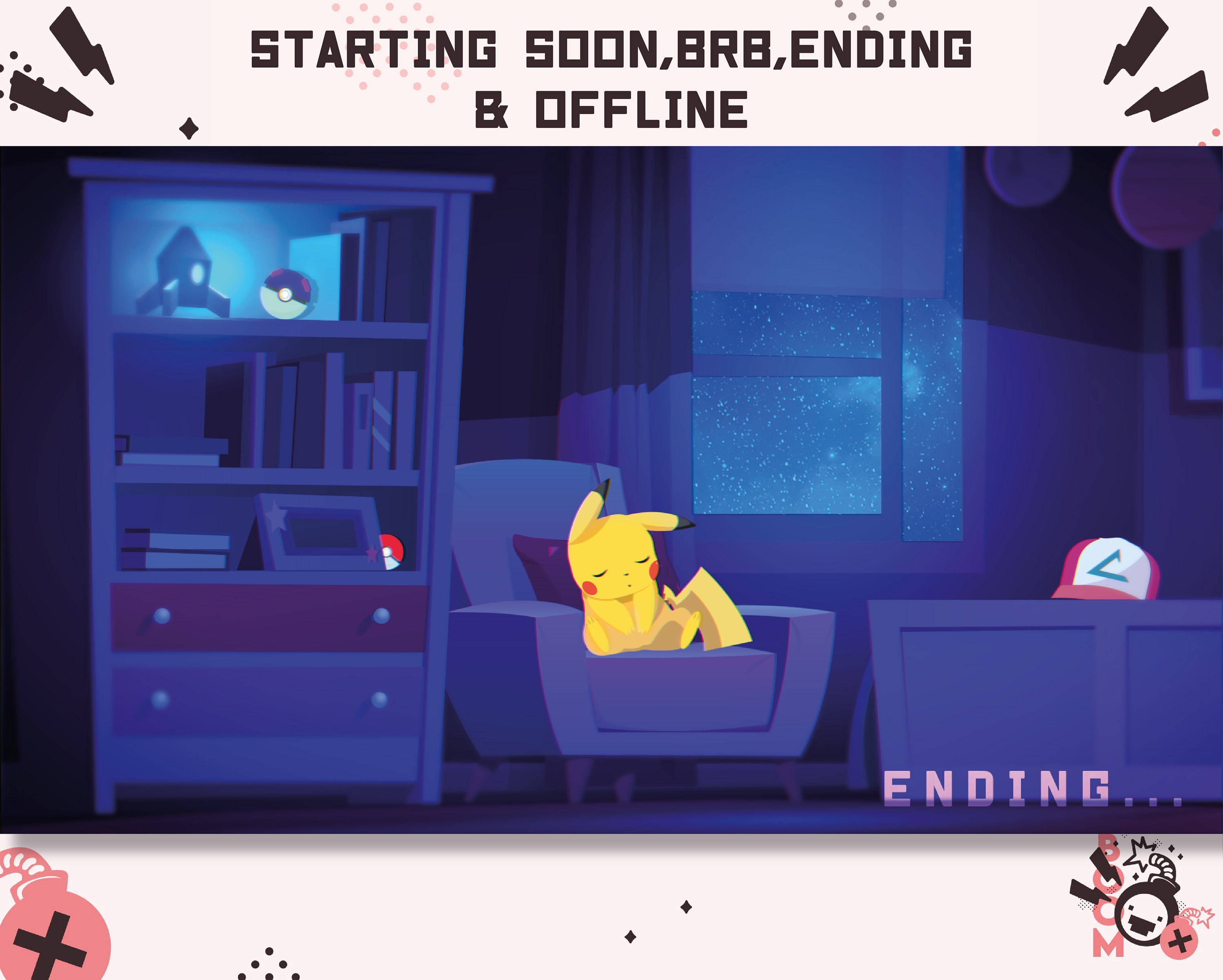 Animated Twitch Pikachu Pokemon Cute Chill / Stream Starting Soon / Be ...