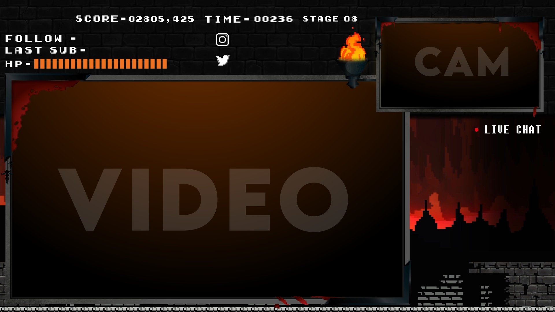 Animated Twitch Retro Dungeon Gaming Overlay / Overlay / Webcam ...