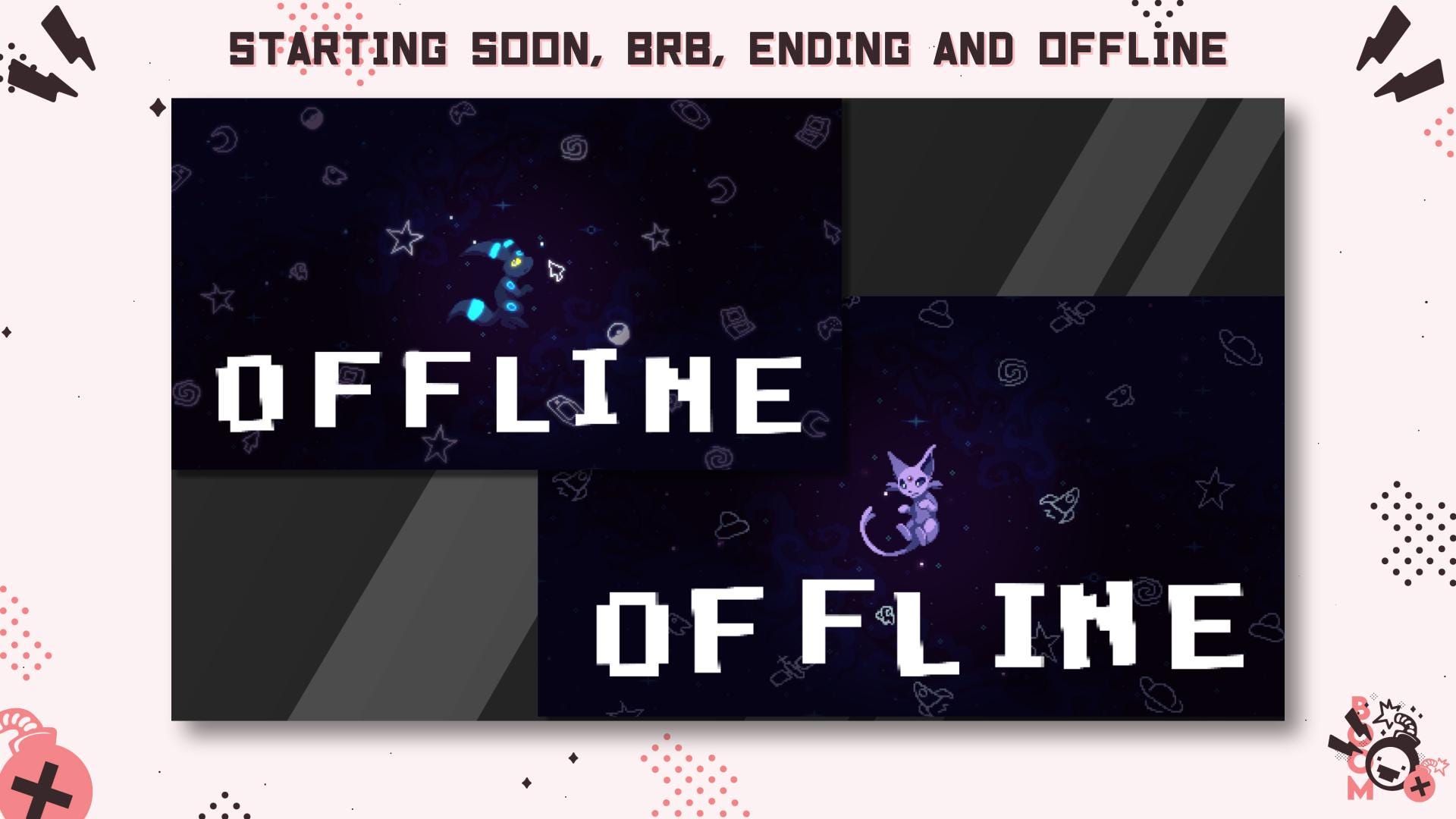 X2 Animated Twitch Pixel Umbreon and Speon Pokemon Cutey / Stream ...