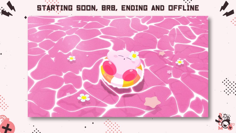 Animated Twitch Kirby Cute Chill Pink/ Stream Starting Soon / Be Right ...