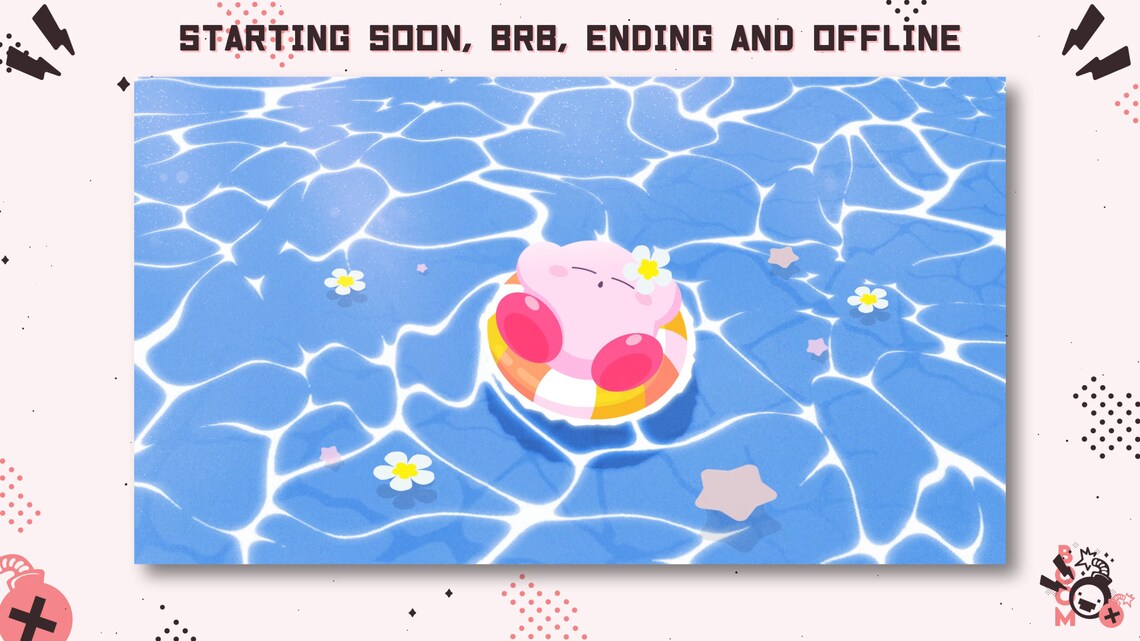 Animated Twitch Kirby Cute Chill Blue/ Stream Starting Soon / Be Right ...