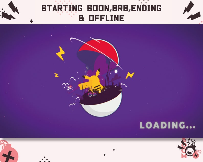 Animado Twitch Pikachu Pokemon Cute / Stream comenzando pronto / Volver ...