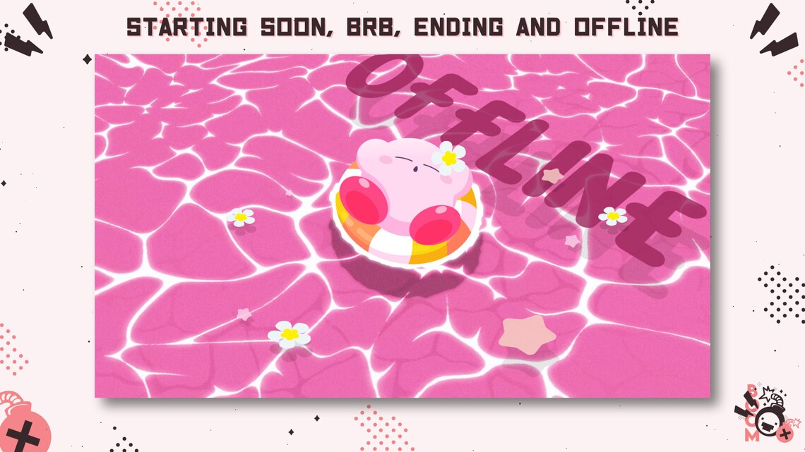 Animated Twitch Kirby Cute Chill Pink/ Stream Starting Soon / Be Right ...