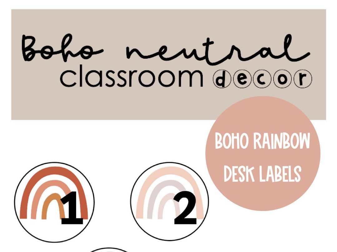 Boho Rainbow Student Desk Labels - Etsy