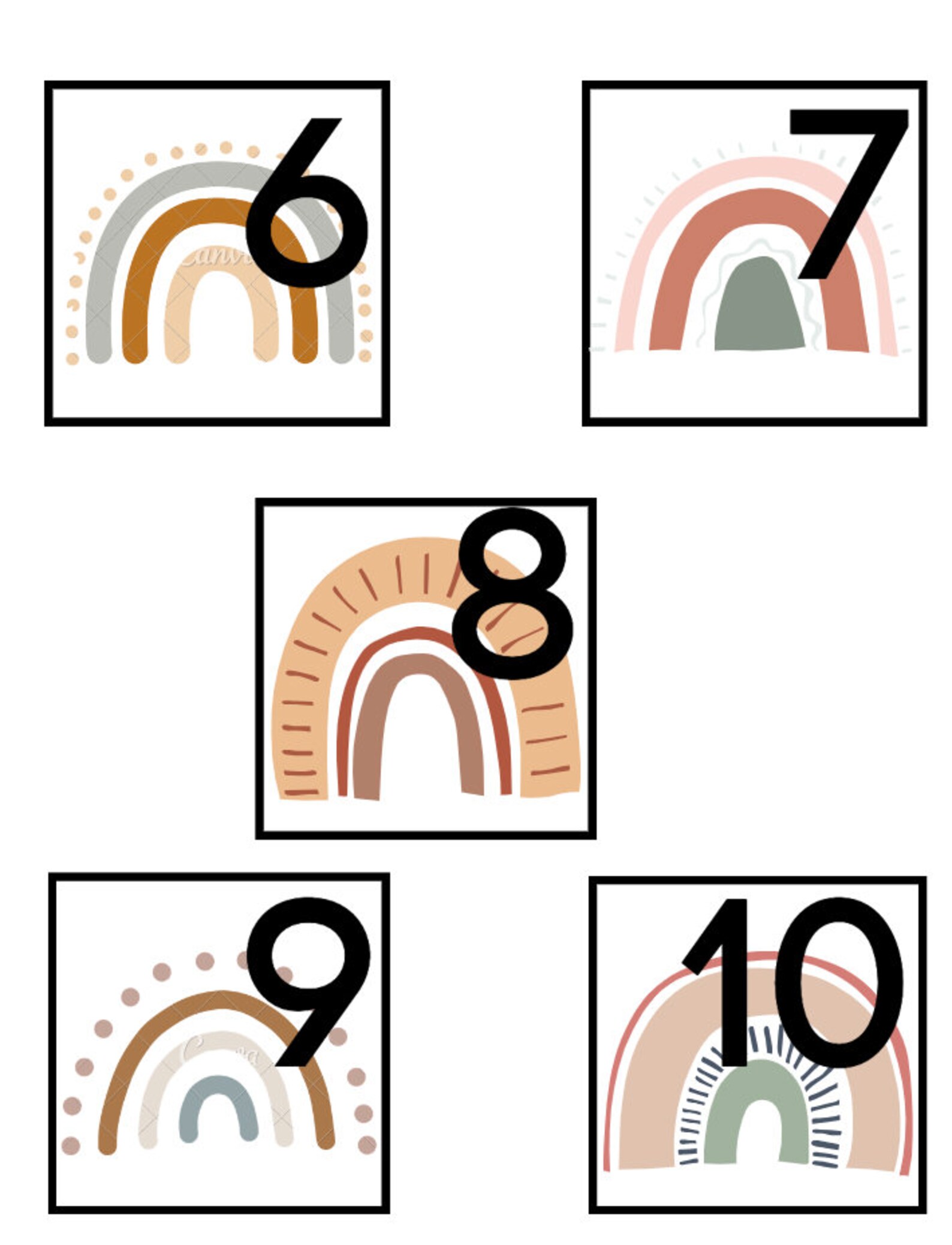 Boho Rainbow SQUARE Desk Numbers - Etsy