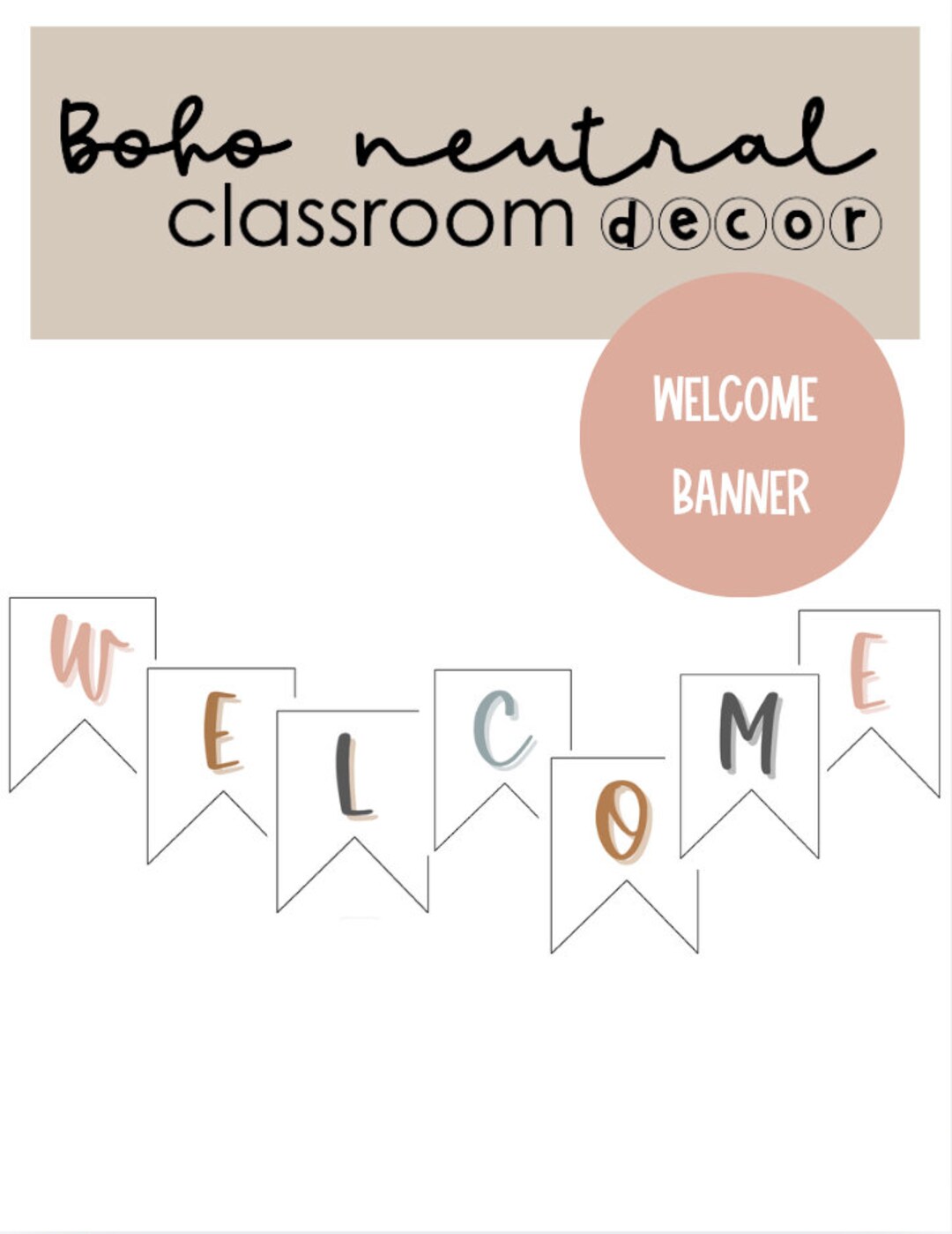 Boho Neutral// Classroom Welcome Banner - Etsy