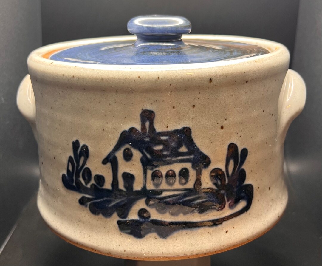 R & B Diebboll Lidded Stoneware Crock With Applied Lug Handles - Etsy