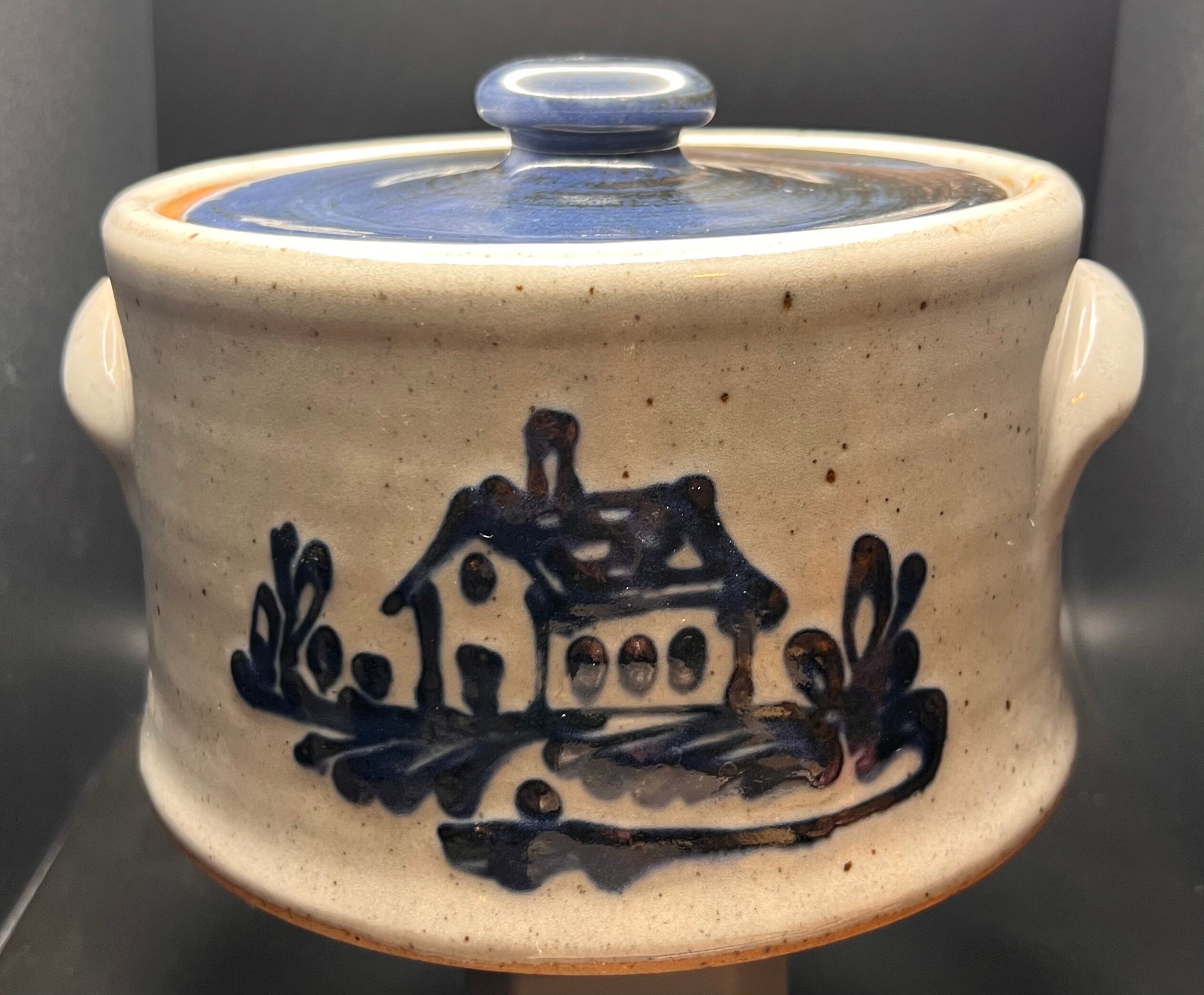 R & B Diebboll Lidded Stoneware Crock With Applied Lug Handles - Etsy