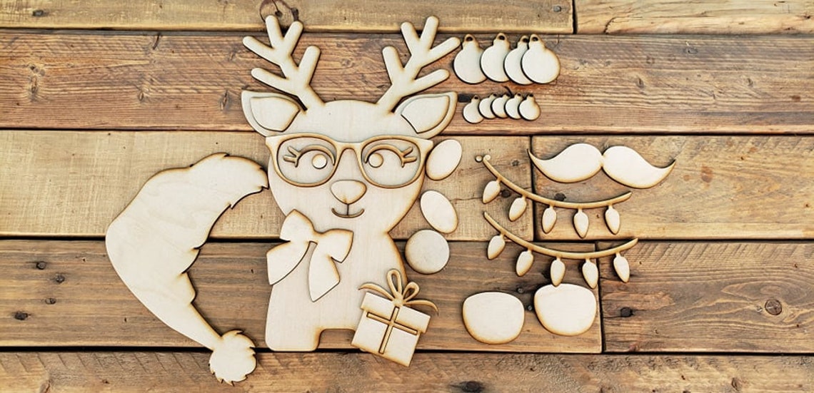 Reindeer Laser Cut File Create Your Own Glowforge Reindeer - Etsy