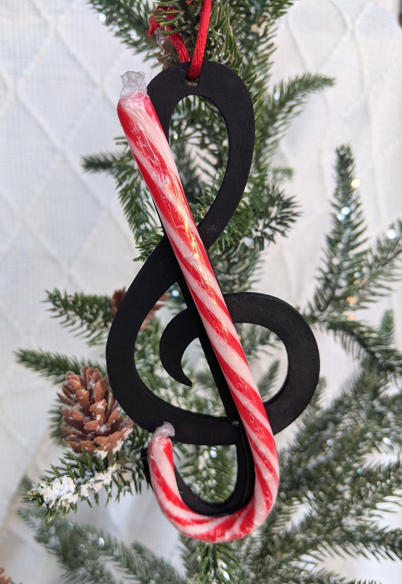 Music Ornament Laser Cut File, Treble Clef Candy Cane Christmas ...