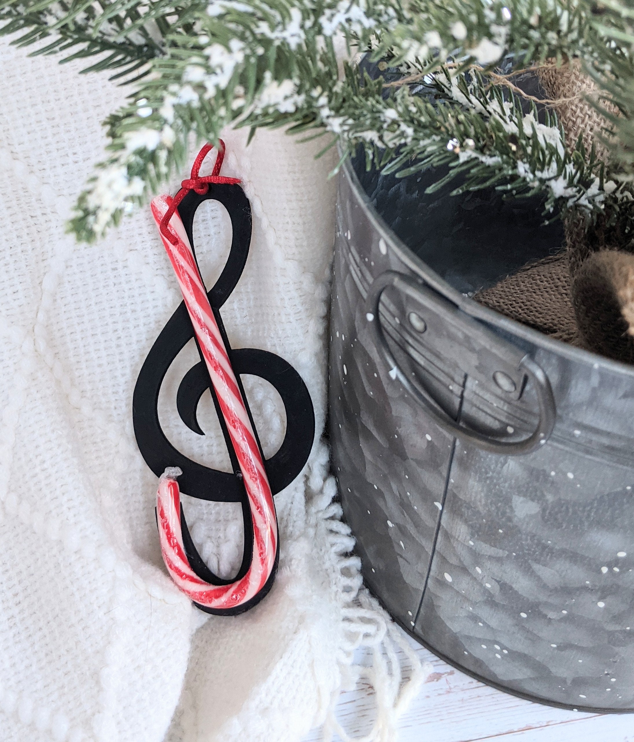 Music Ornament Laser Cut File, Treble Clef Candy Cane Christmas ...