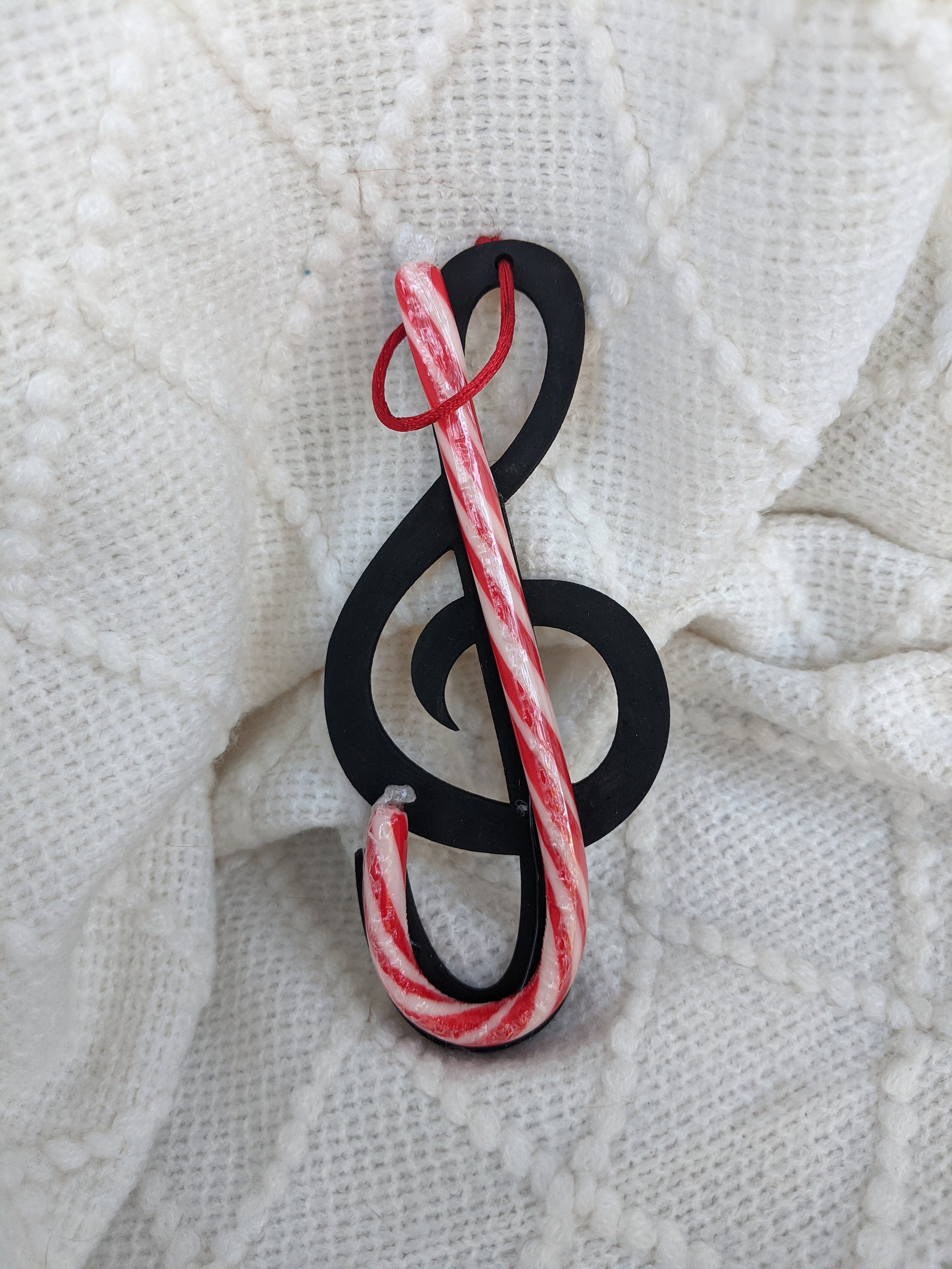 Music Ornament Laser Cut File, Treble Clef Candy Cane Christmas ...