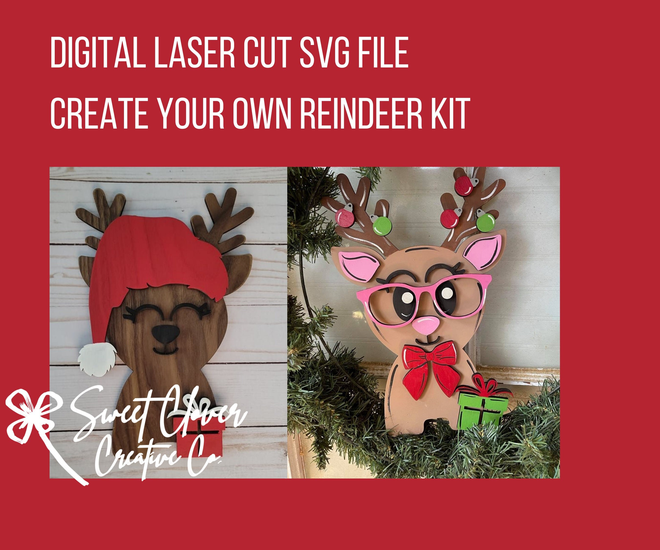 Reindeer Laser Cut File Create Your Own Glowforge Reindeer - Etsy