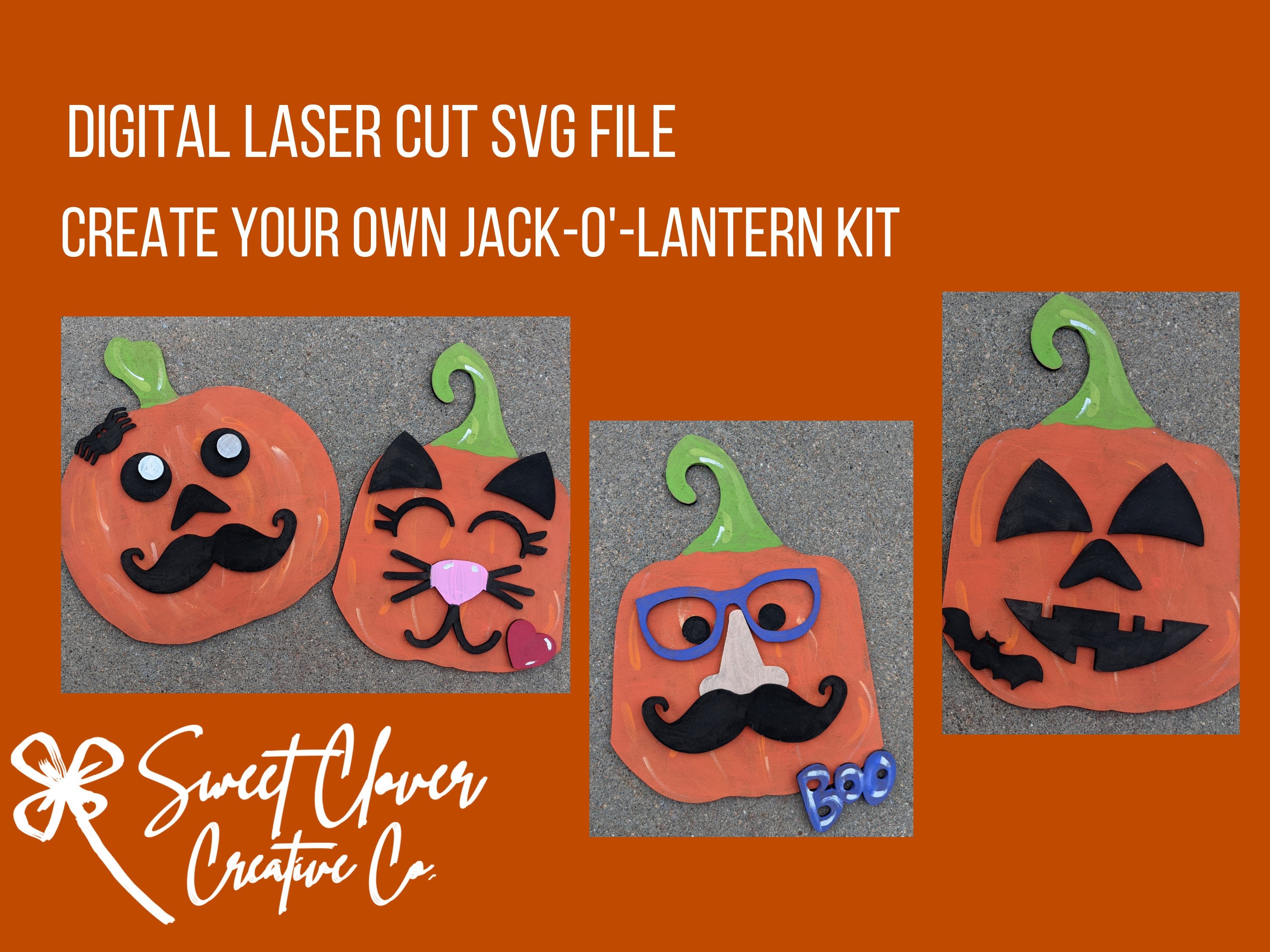 Jack O' Lantern Laser Cut SVG File, Create Your Own, Glowforge Pumpkin ...
