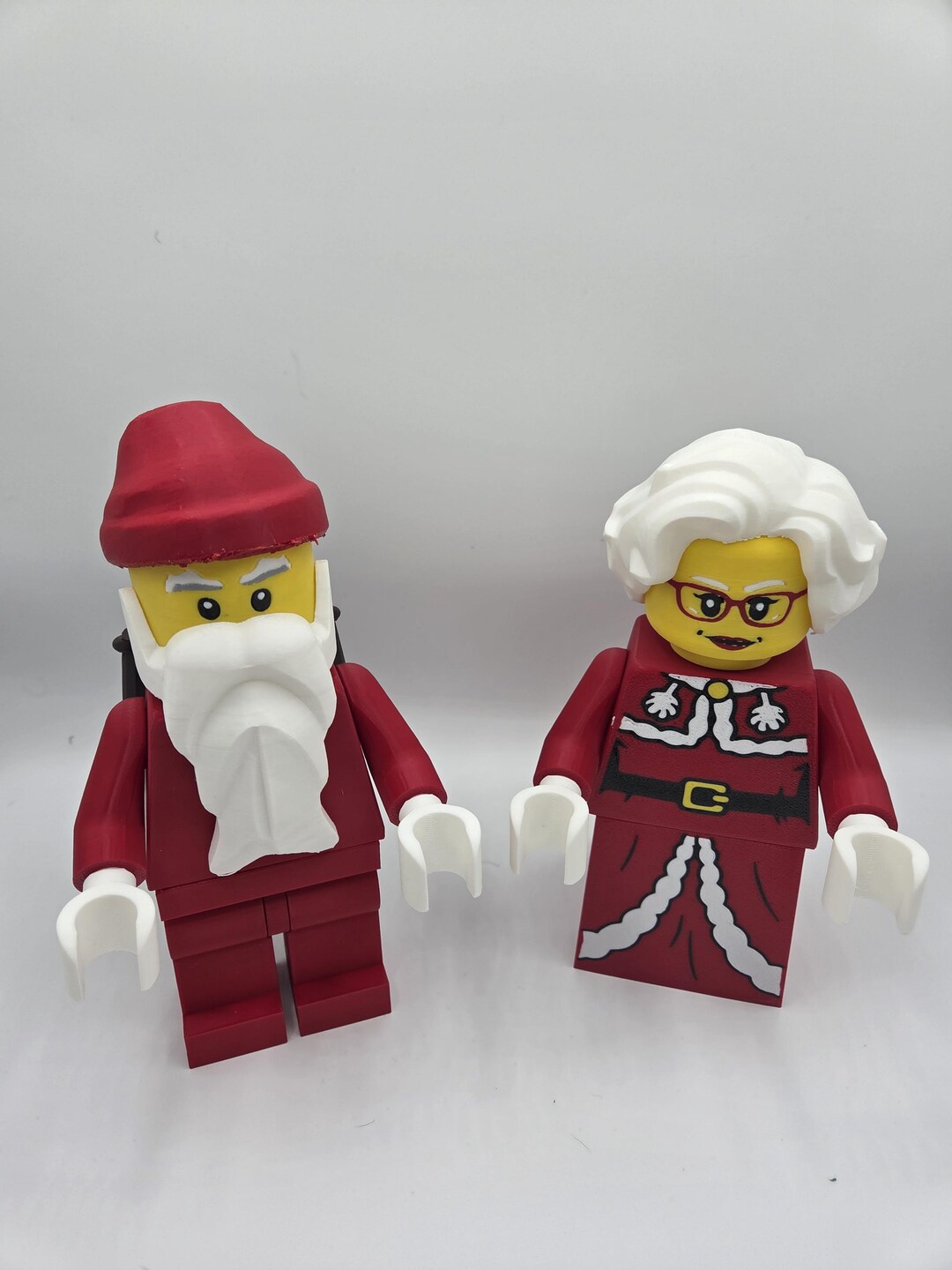 3D Printed Lego-style Santa & Mrs. Claus, Holiday Mini Figures - Etsy
