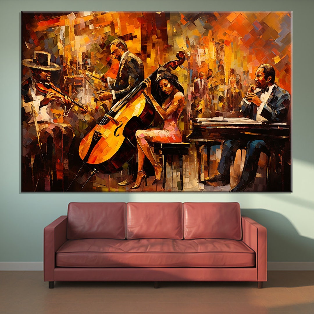 Jazz Club, Night and Music, Concert, Orchestra, Jazz Wall Decor, Canvas ...