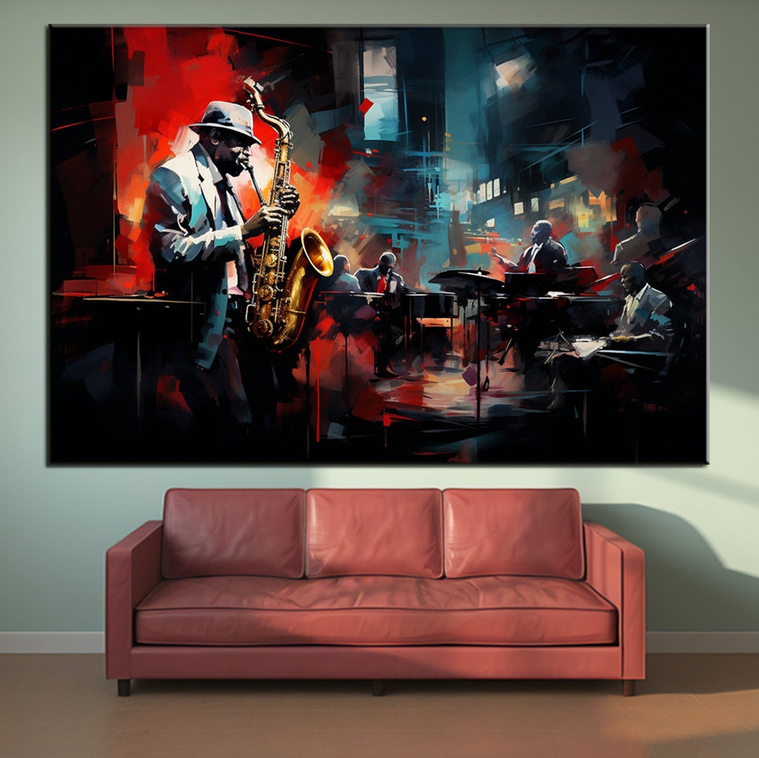Jazz Club, Night and Music, Concert, Orchestra, Jazz Wall Decor, Canvas ...