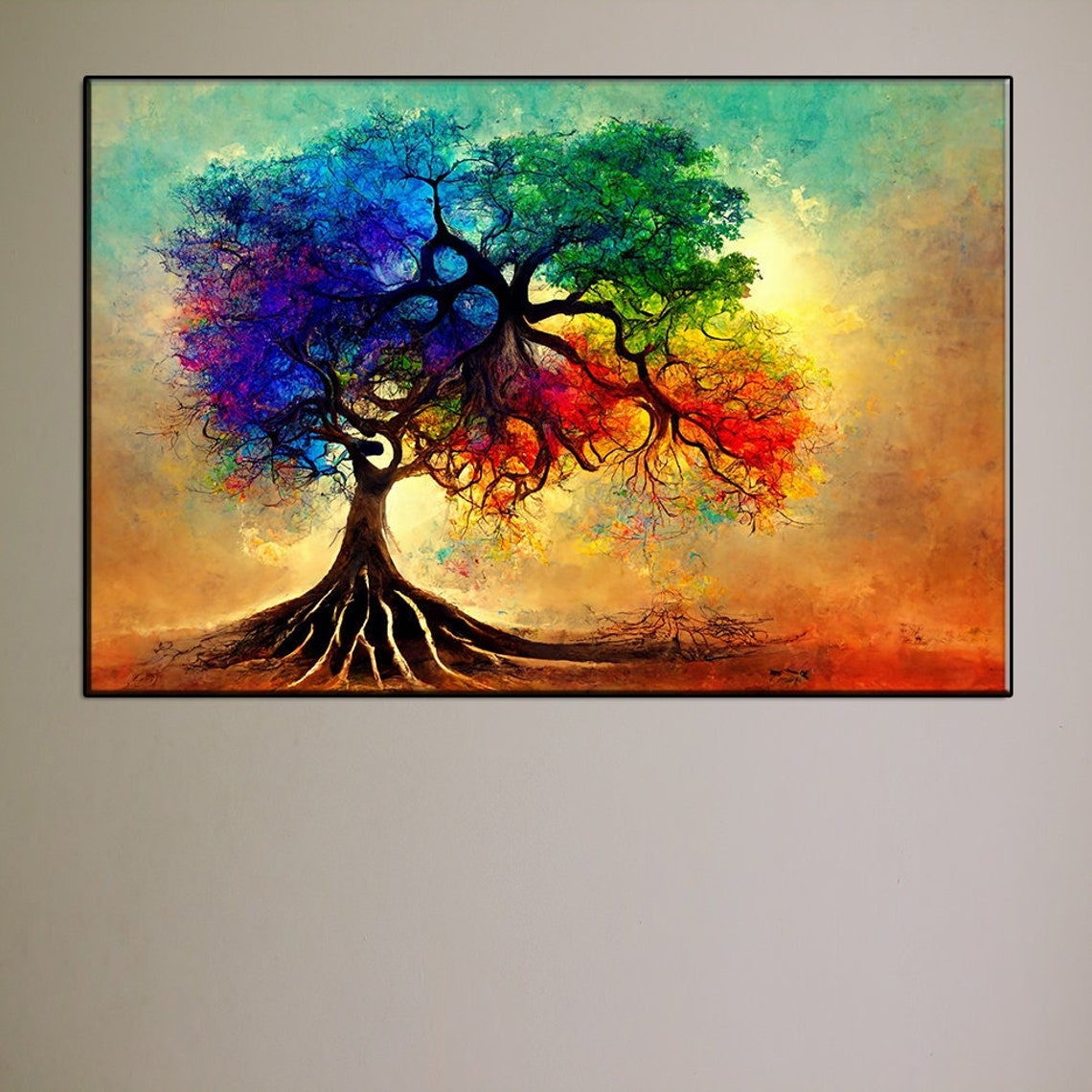 Tree of Life Flower of Life Positive Energy Colorful Trees - Etsy