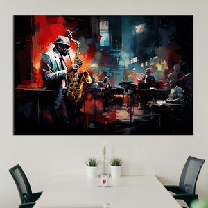 Jazz Club, Night and Music, Concert, Orchestra, Jazz Wall Decor, Canvas ...