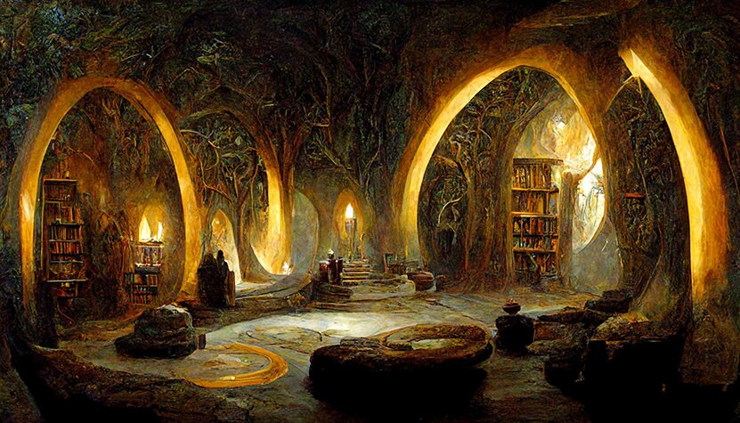 Lord of the Rings, the Hobbit Library, Oil Paint Design, Canvas ...