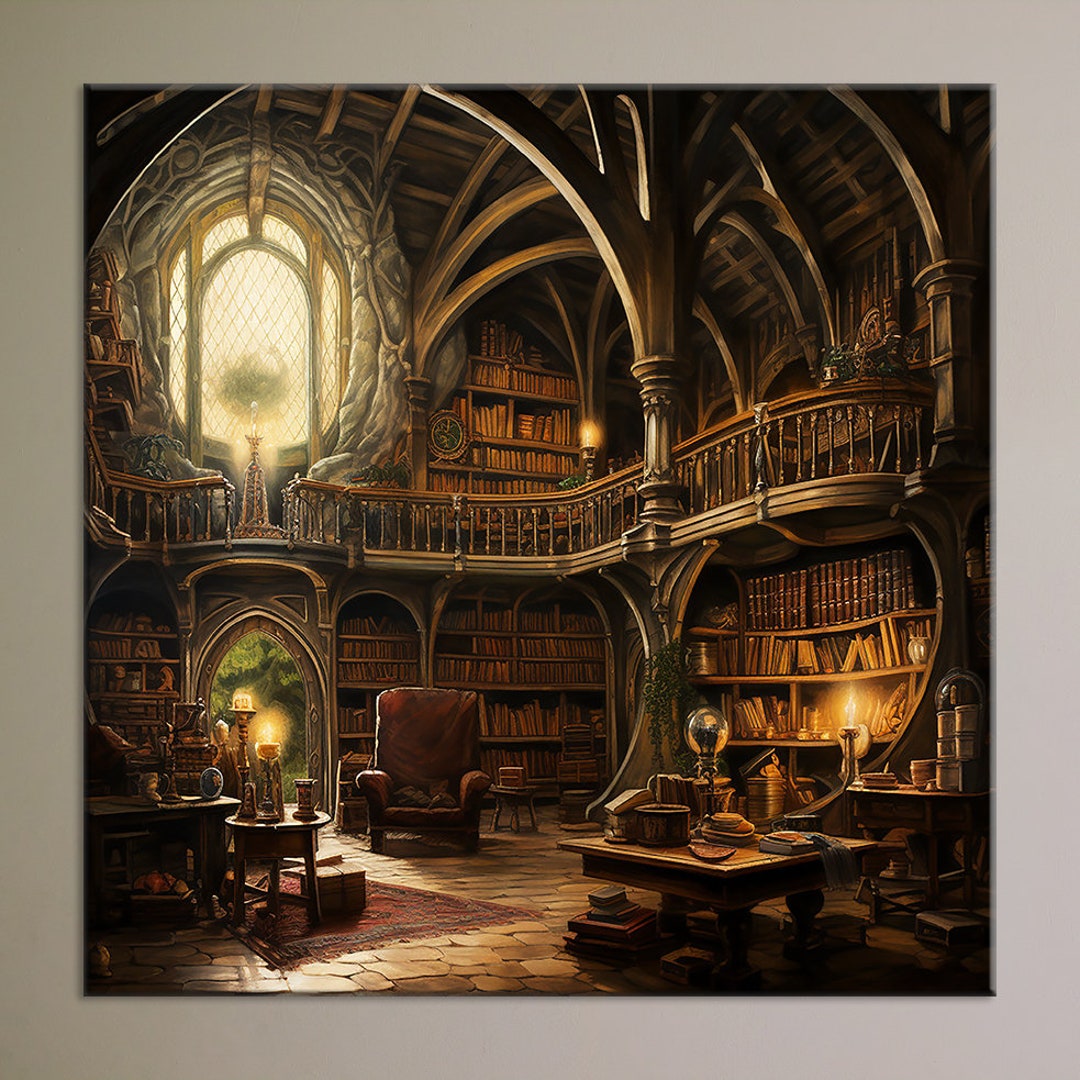 Lord of the Rings, the Hobbit Library, Oil Paint Design, Canvas ...
