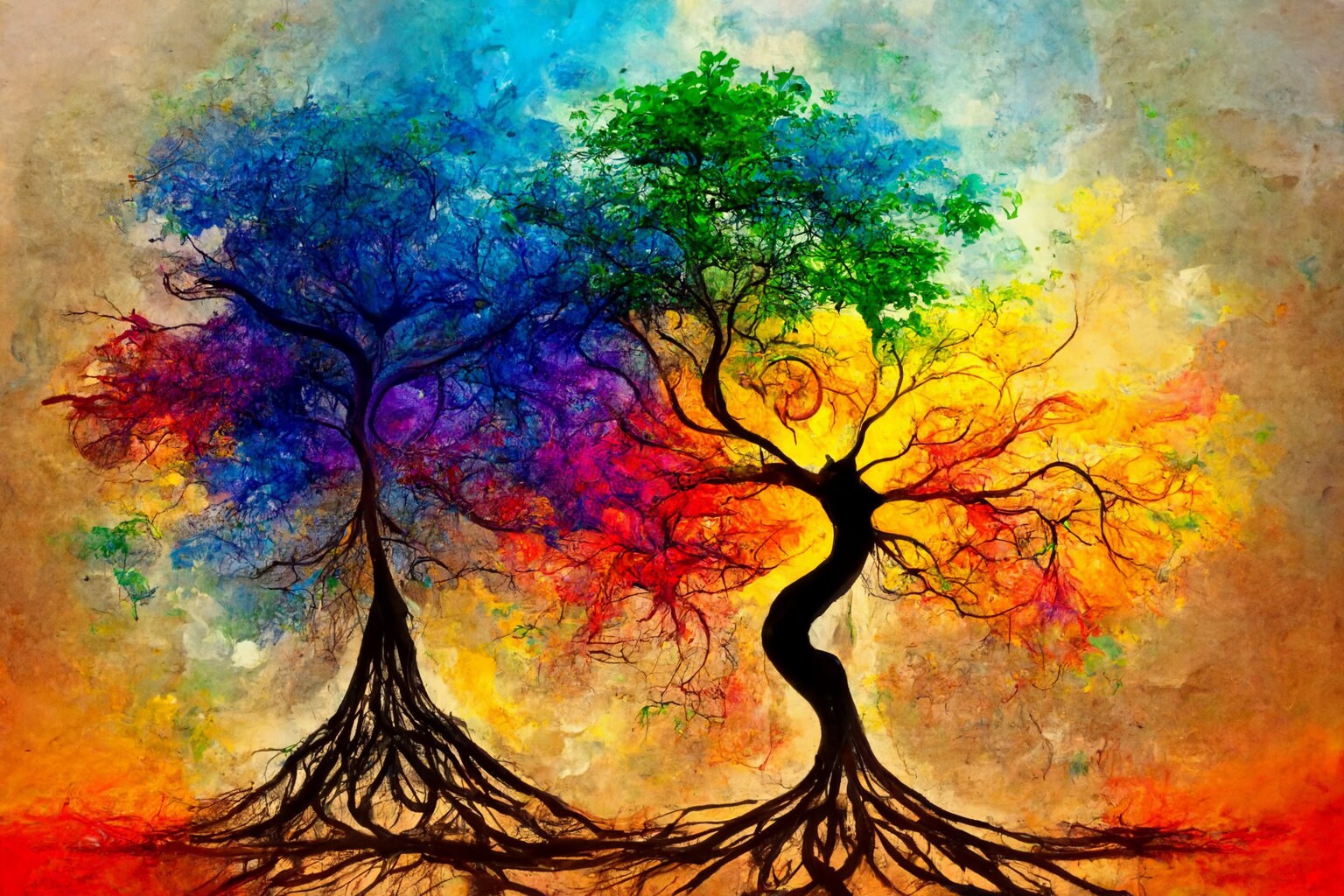 Tree of Life Flower of Life Positive Energy Colorful Trees - Etsy