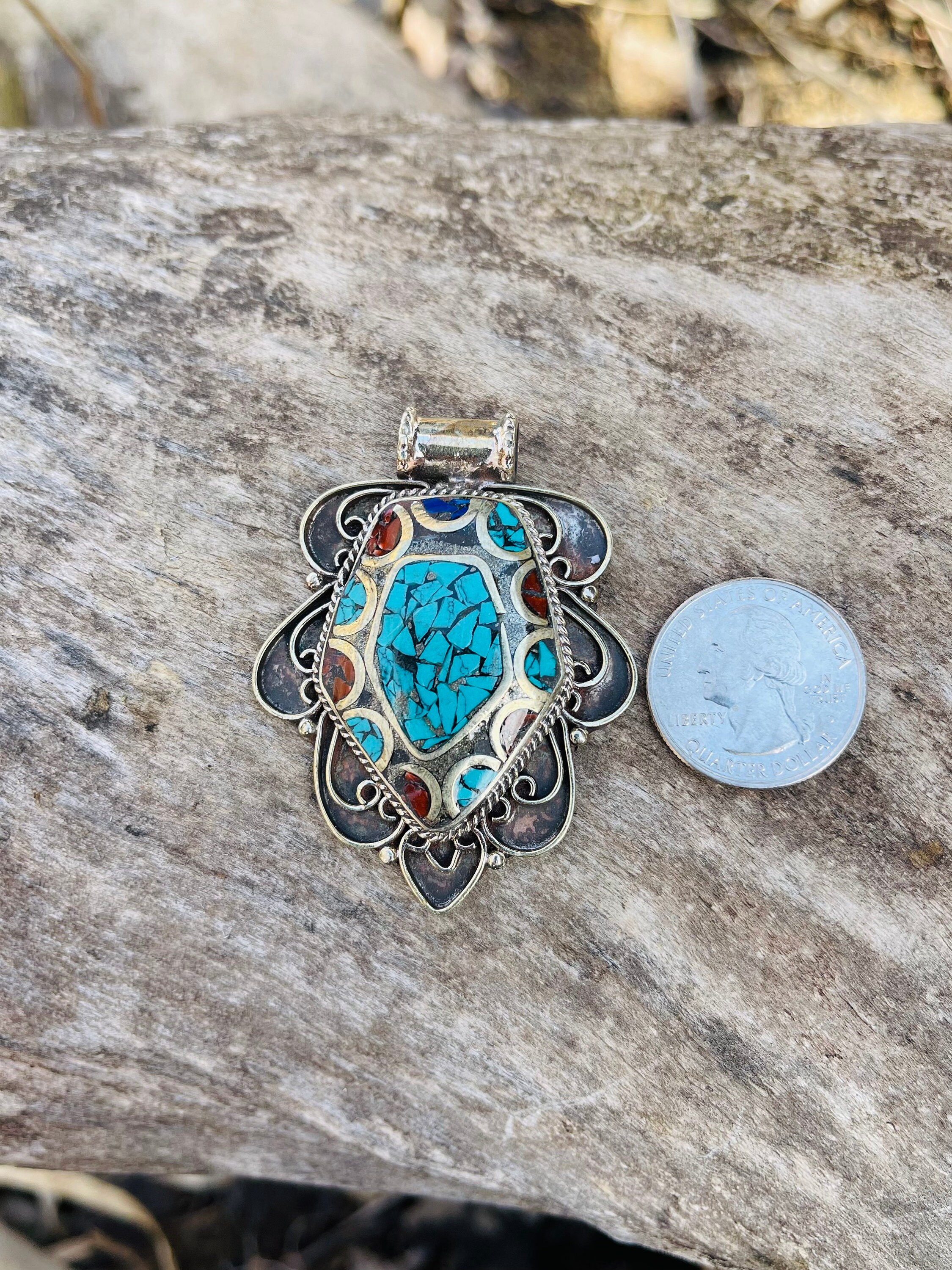 Nepal Pendant: Boho Style Ethnic Nepal Pendants Turquoise and - Etsy