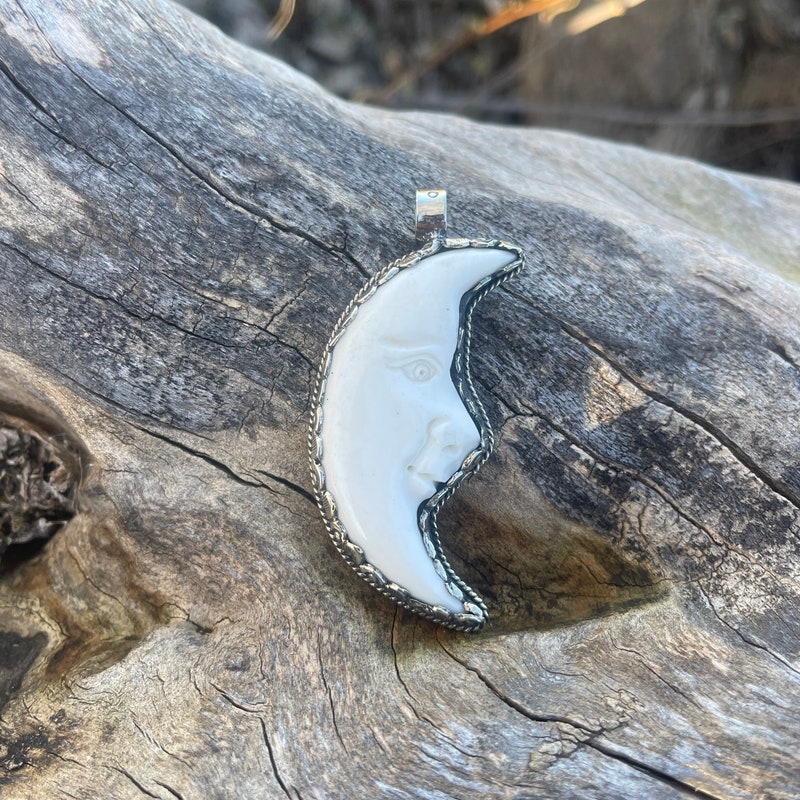 Moon Face Pendant - Etsy