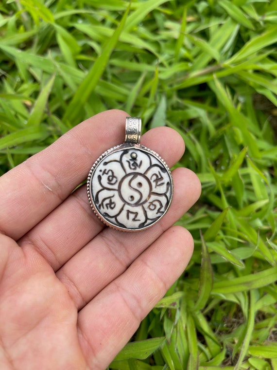 Tibetan Silver Om Mani Bone Pendant Nepal Handcrafted - Etsy