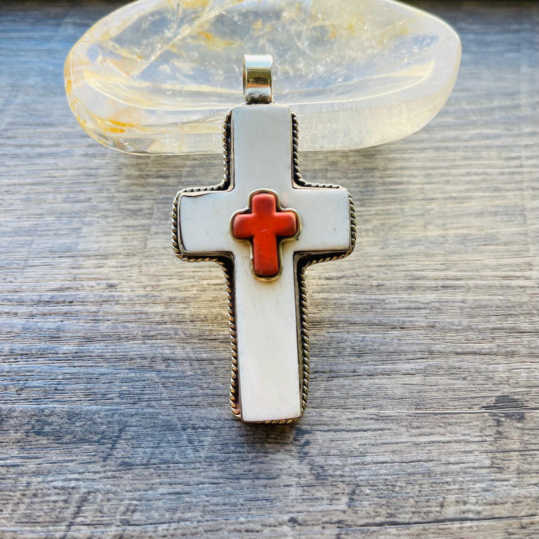 Bone Cross, 6.4cm Long, Tibetan Silver Handmade, Spiritual Jewelry, TSP ...