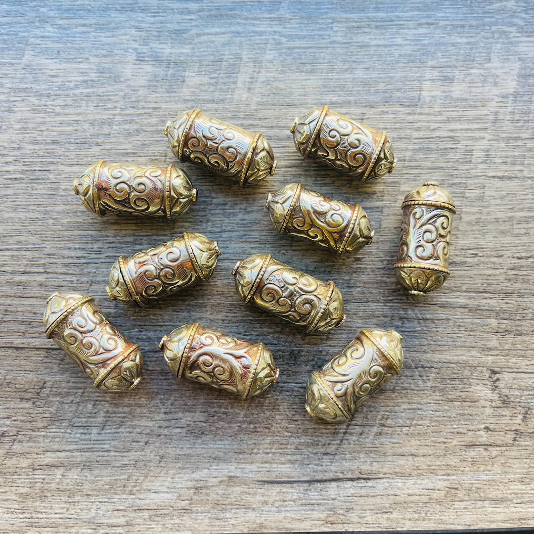 Tibetan Silver Barrel Bead: 1.5" Long, Nepal Ethnic Focal Bead - Etsy
