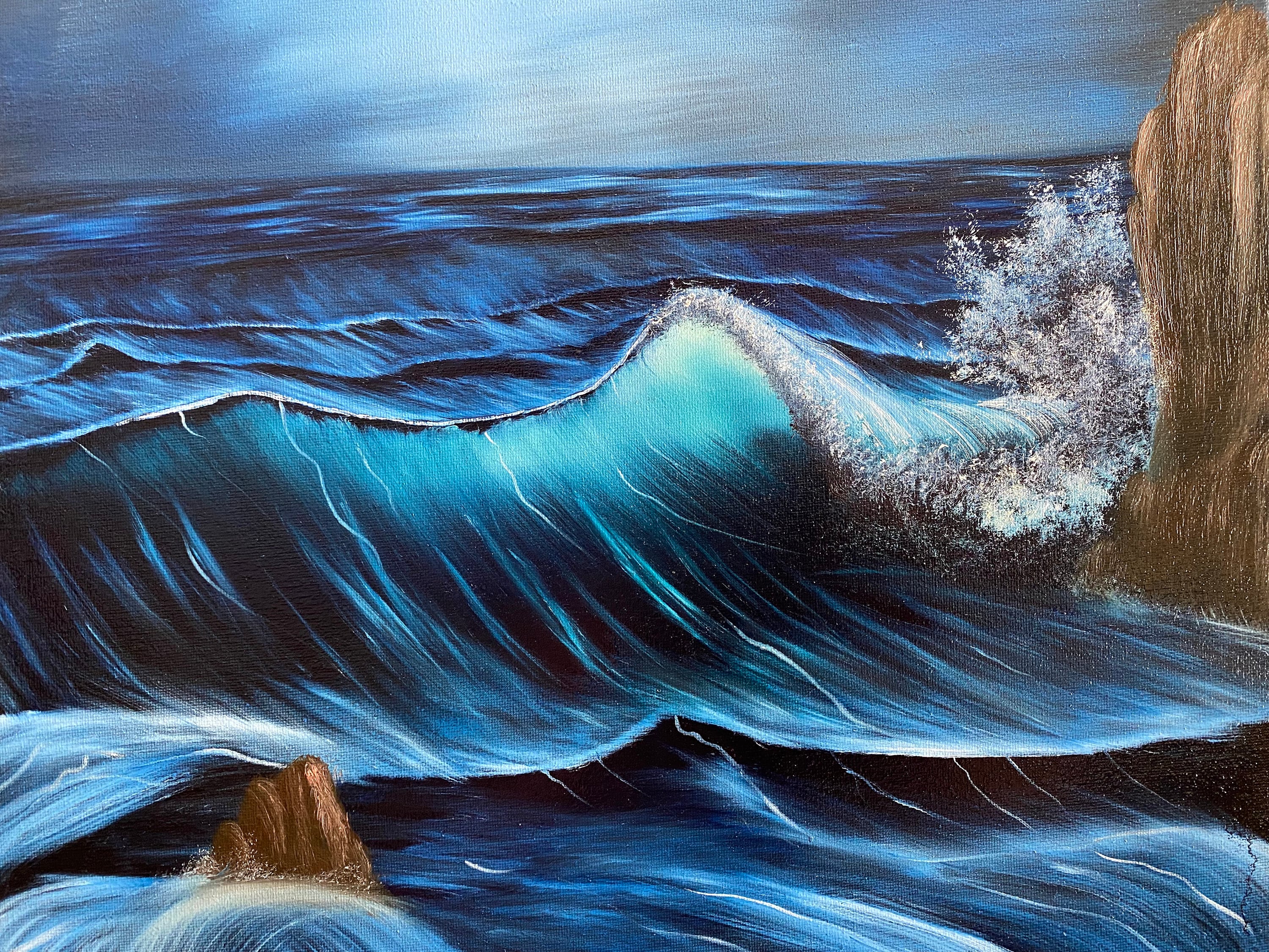 Bob Ross Inspired Seascape Oil Painting 20"x16" - Etsy