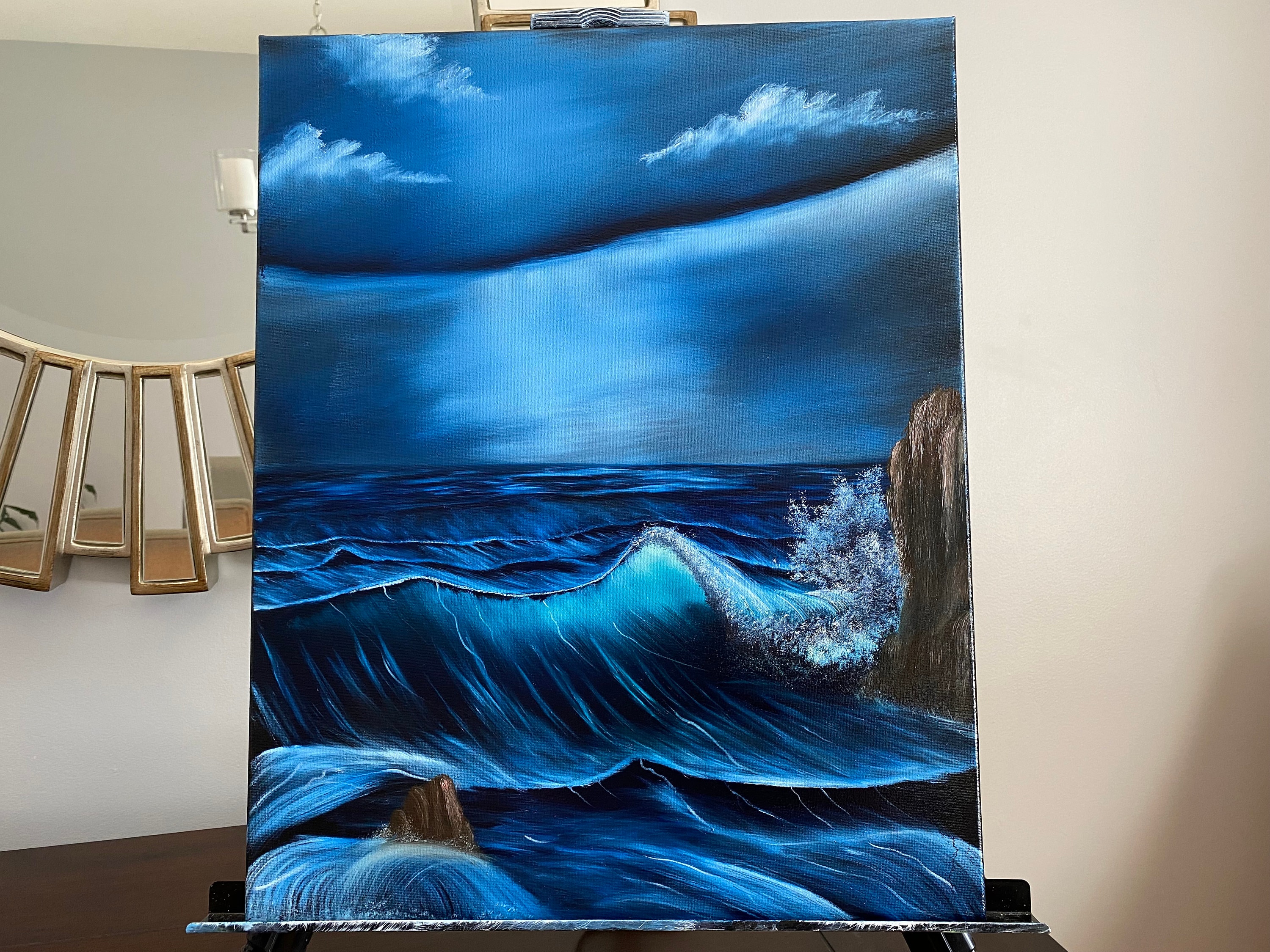 Bob Ross Inspired Seascape Oil Painting 20"x16" - Etsy