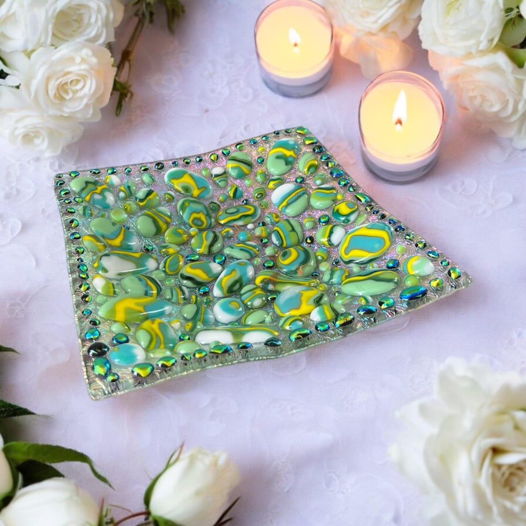 Handmade Fused Glass Dish - Vibrant Art Plate - Perfect Valentine’s ...