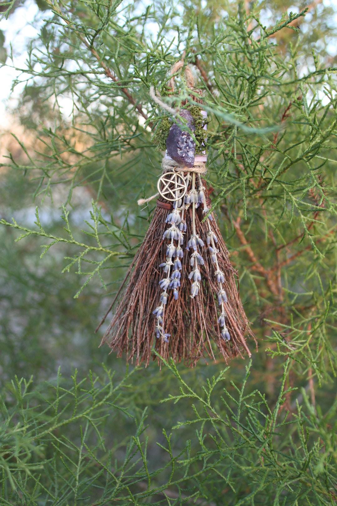 Amethyst Lavender Cinnamon Besom, Witch Besom, Crystal Broom, Pagan ...