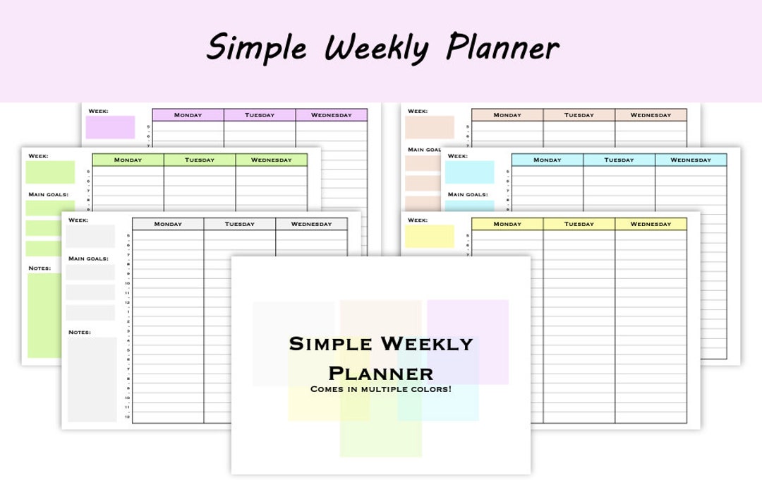 Simple Weekly Planner - Etsy