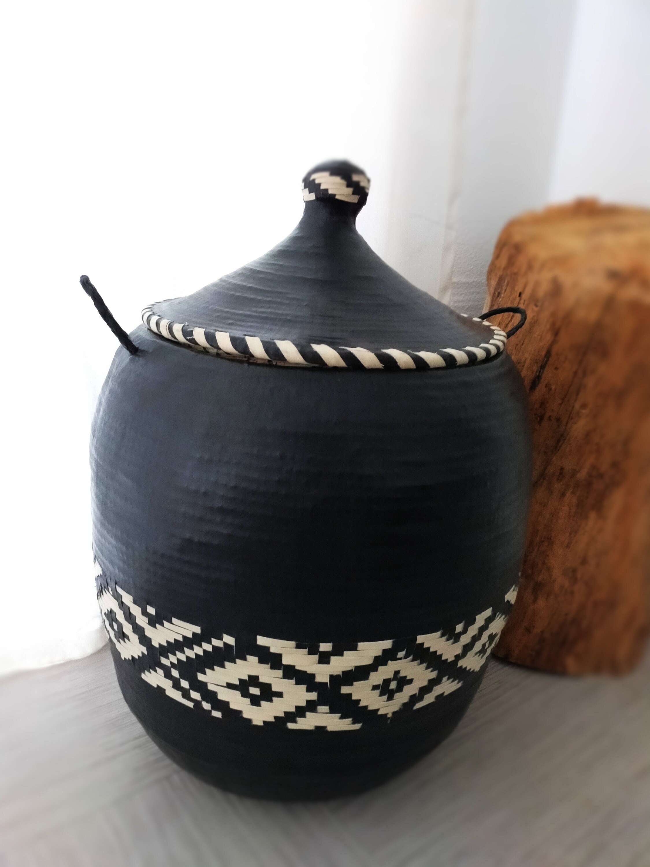 Cesta africana hecha a mano de cuero y rônier Senegal cesta | Etsy