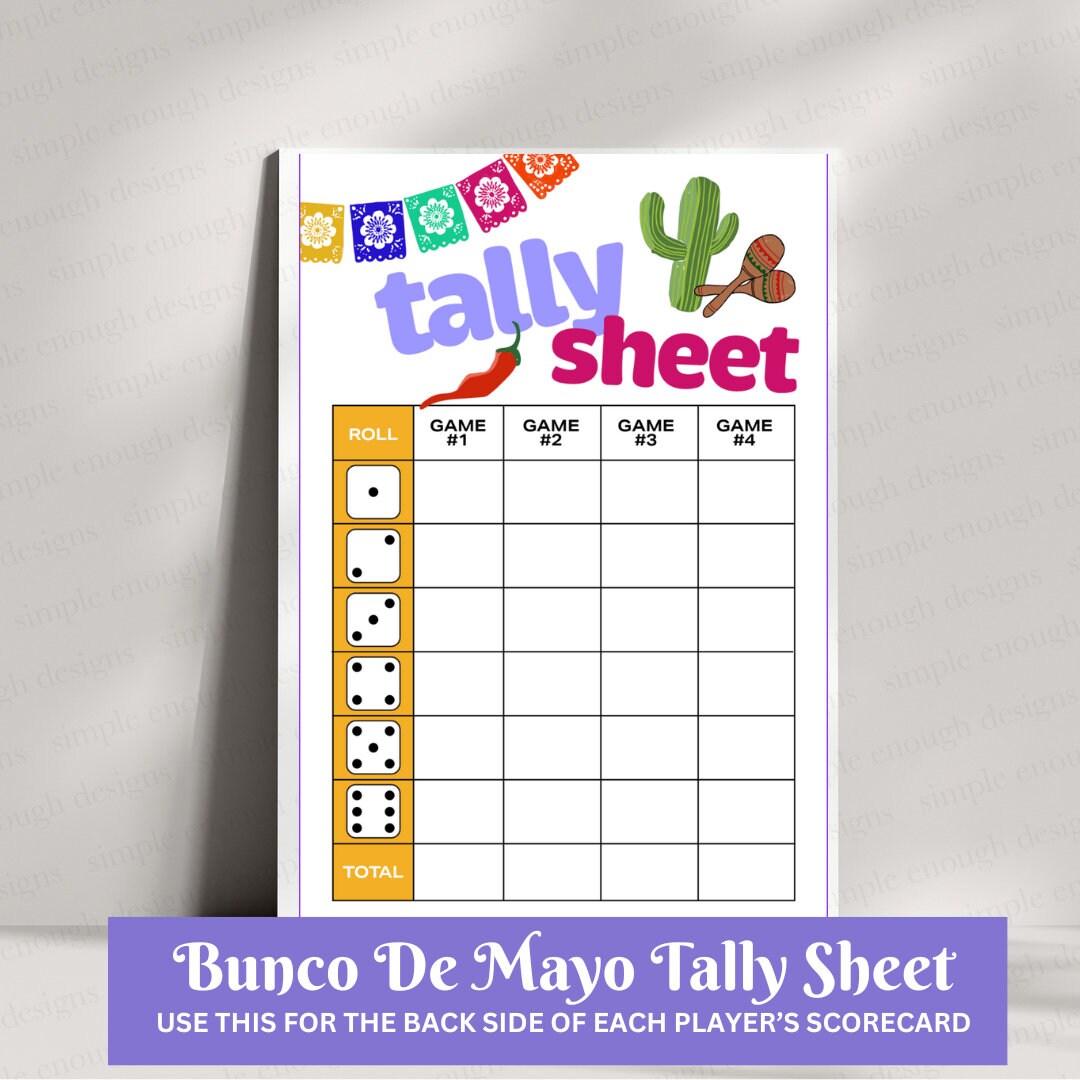 Bunco De Mayo | Digital Printable Cinco De Mayo Bunco Cards | Digital ...