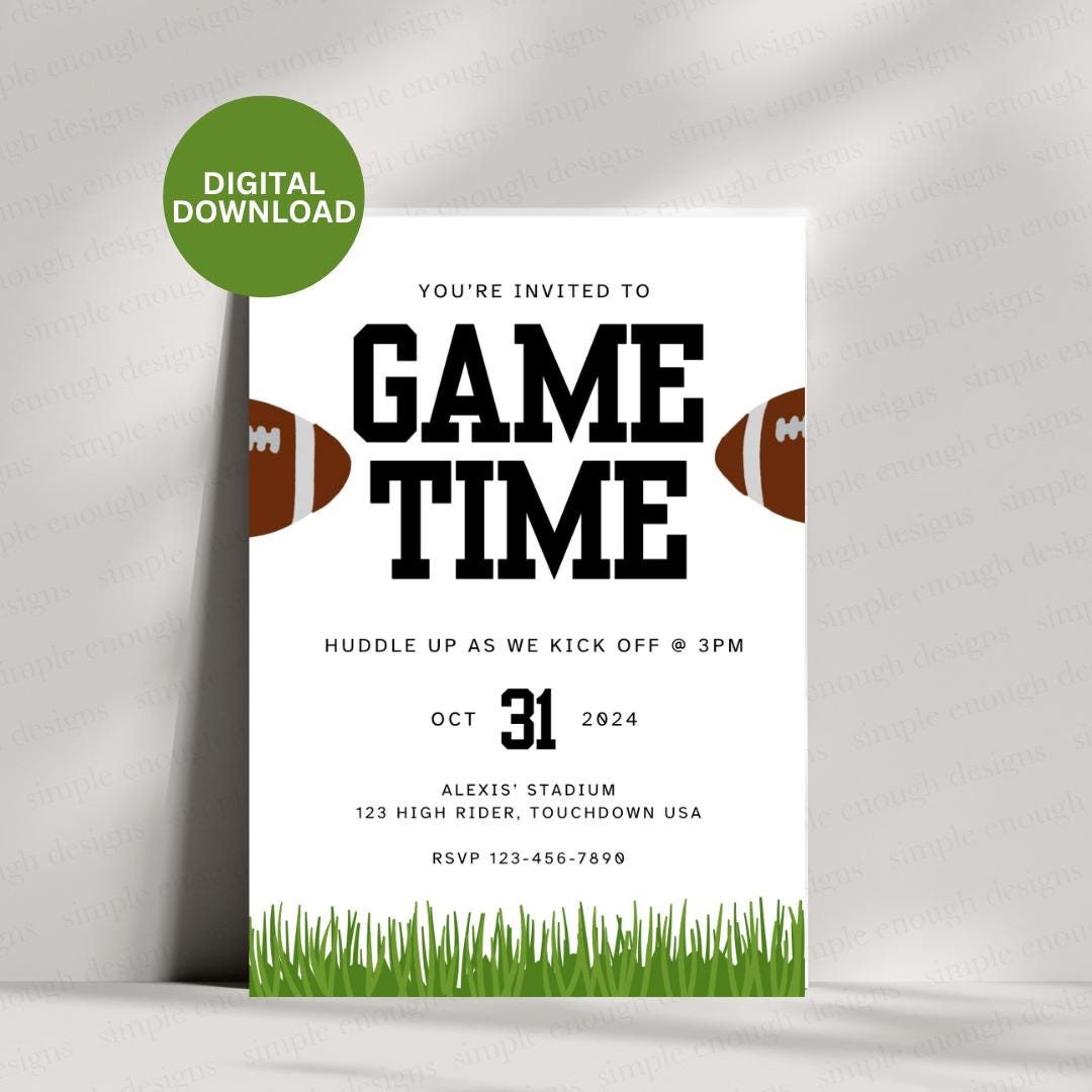 Football Party Invitation | Digital Printable Football Party Invit ...