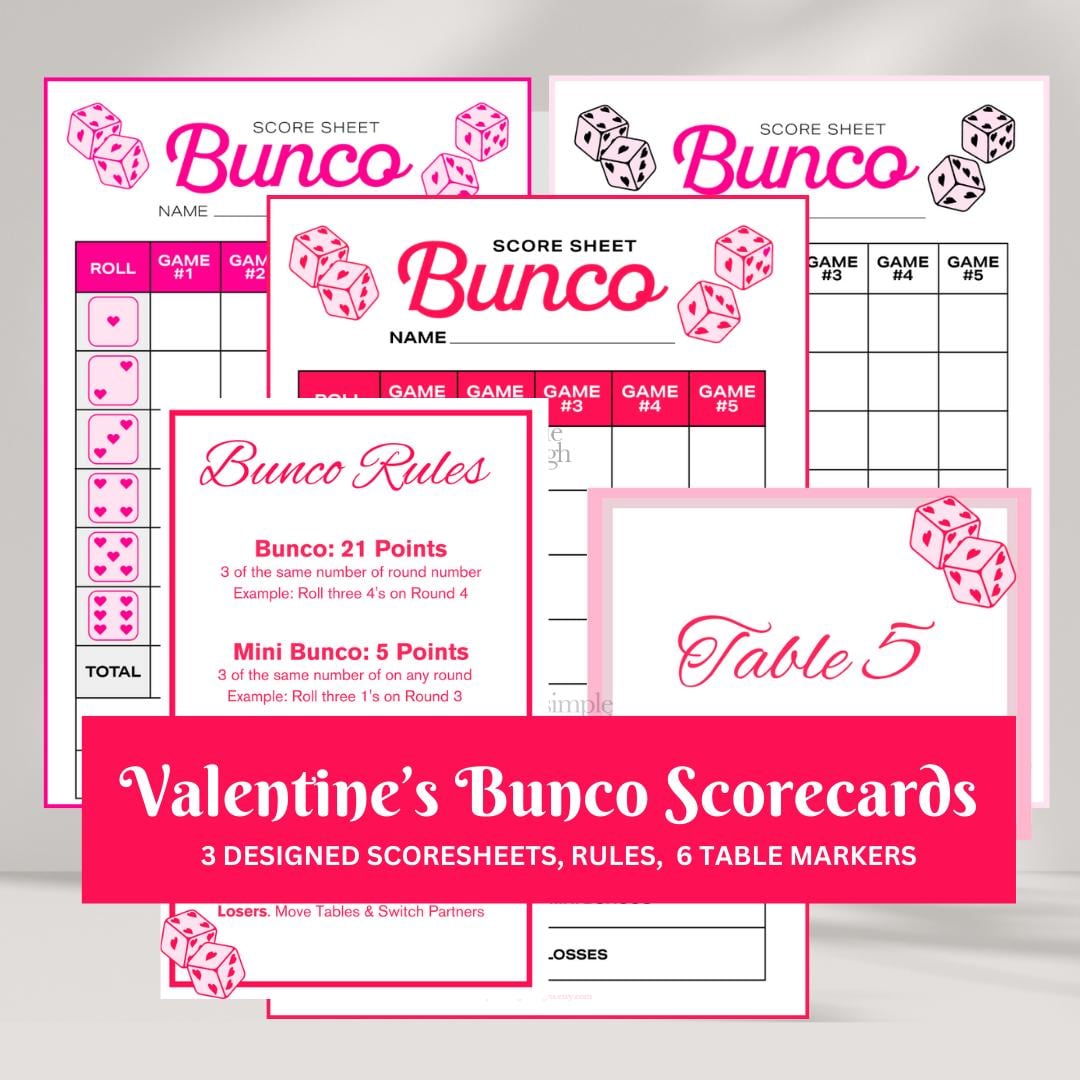 Valentines Bunco Pack | Galentines Bunco | Valentines Bunco Bundle ...