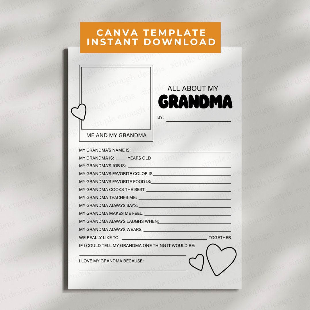 All About My Grandpa Printable Grandpa Questionnaire Grandma