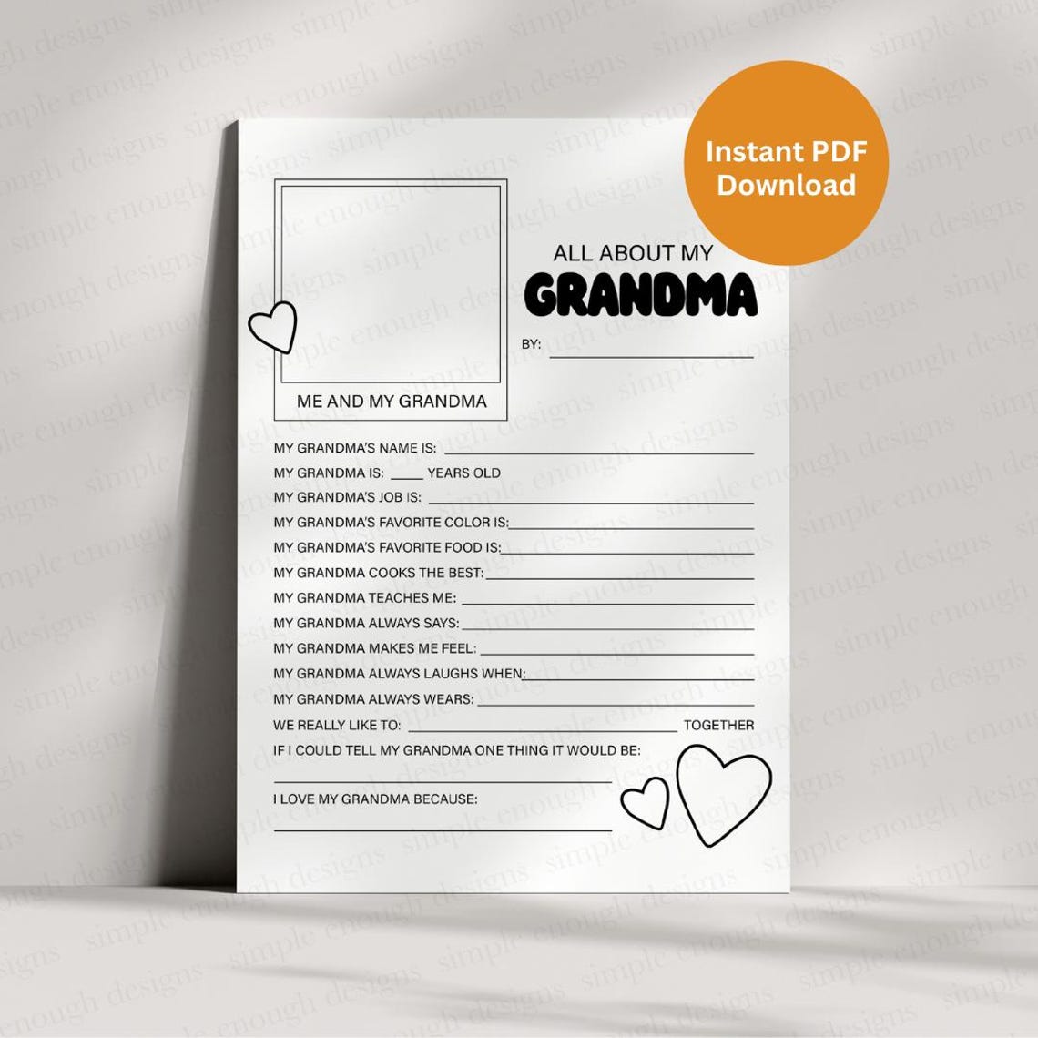 All About My Grandma Printable | Grandma Questionnaire | Grandma ...