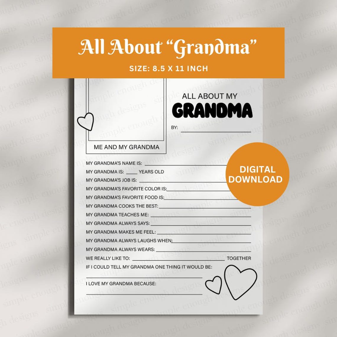 All About My Grandma Printable | Grandma Questionnaire | Grandma ...