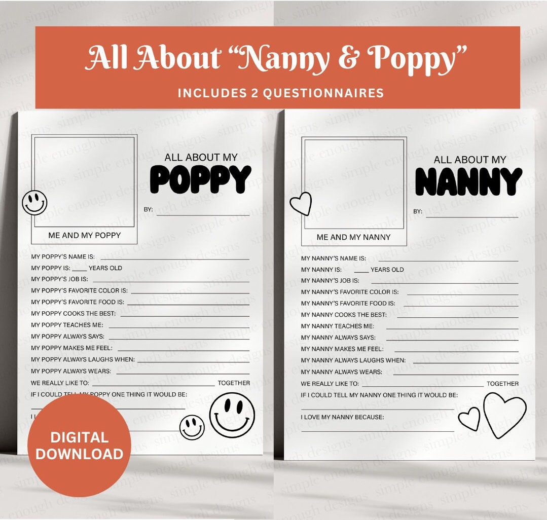 All About My Poppy Printable | Poppy Questionnaire | Nanny ...