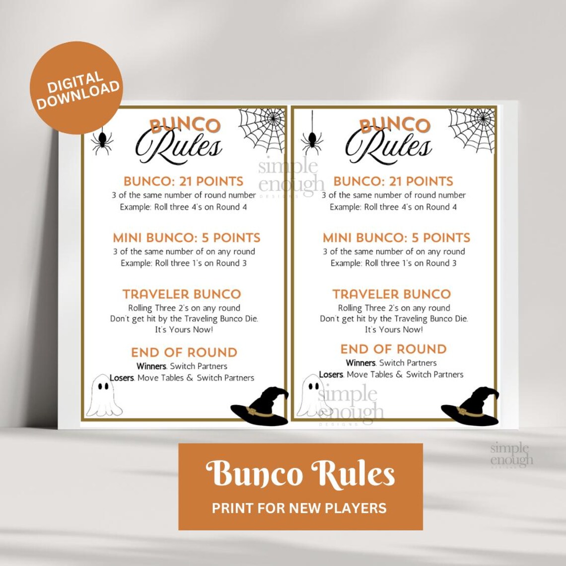 Halloween Bunco Scorecards | Digital Printable Halloween Bunco Cards ...