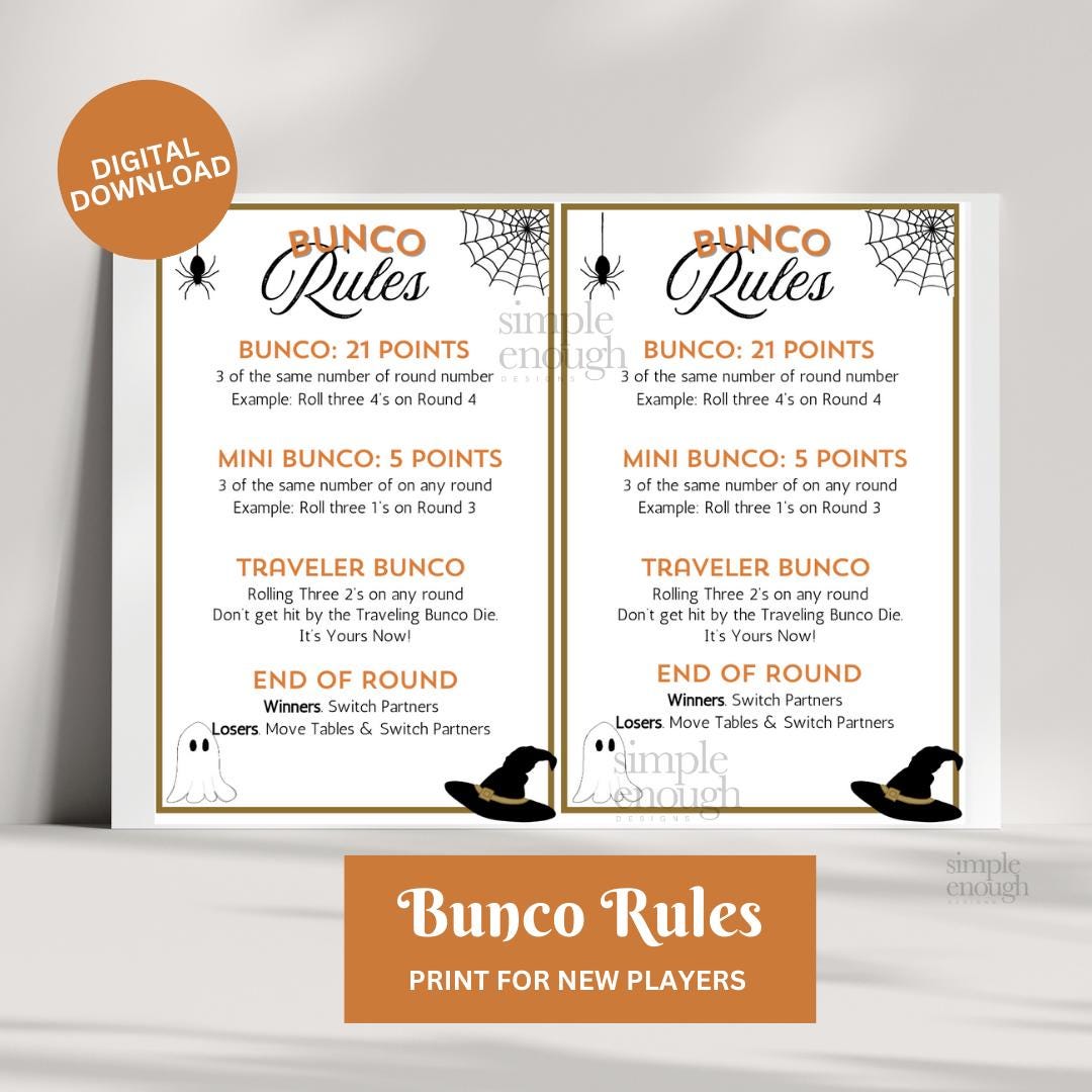 Halloween Bunco Scorecards | Digital Printable Halloween Bunco Cards ...