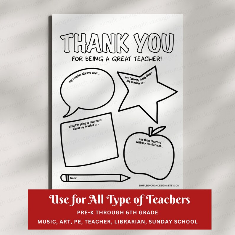 All About My Teacher Printable | Teacher Appreciation Gift ...