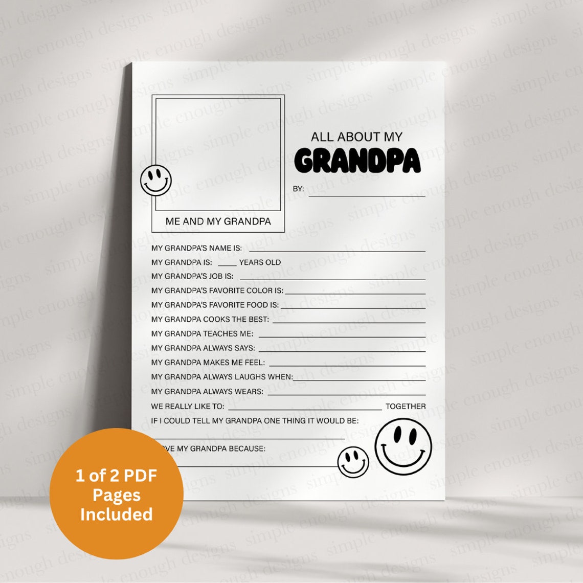 All About My Grandpa Printable | Grandpa Questionnaire | Grandma ...
