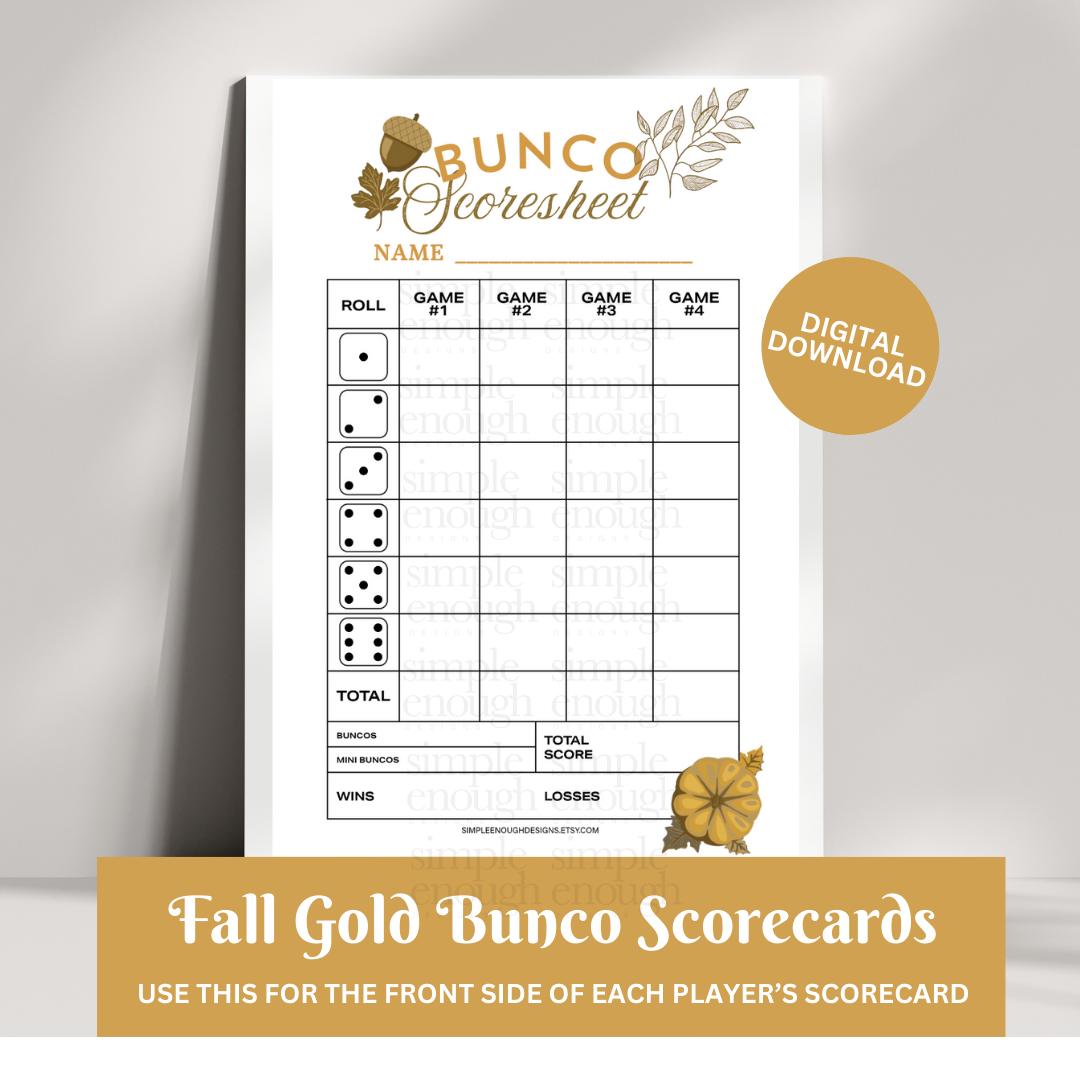 Fall November Bunco Scorecards Bunco Scorecard Fall | Autumn Digital ...